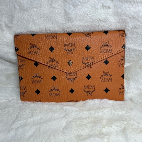 MCM | Bags | Mcm Visetos Cognac Monogram Envelope Clutch Bag | Poshmark